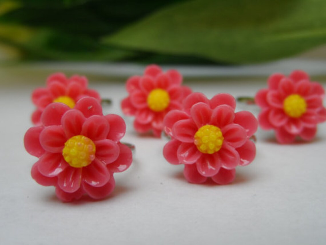 Girls Set of 5 Flower Adjustable Rings Birthday Gifts Girls - Etsy UK