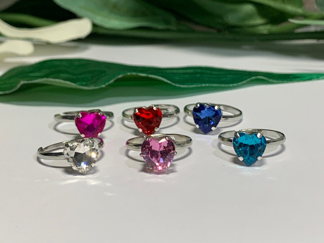 Child's Adjustable Rhinestone Heart Ring, Kids Rings, Girls Rings ...