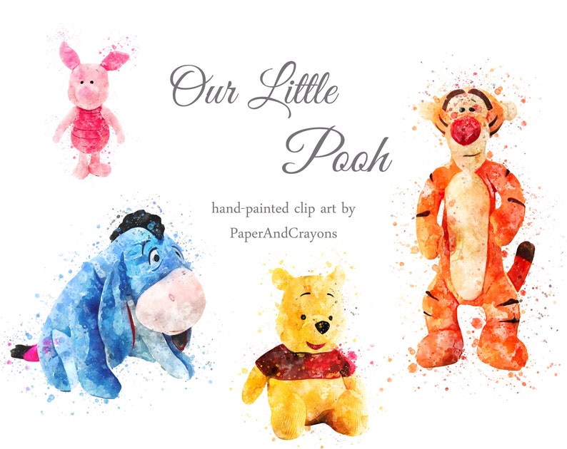 Winnie the Pooh Clipart Bear Piglet Donkey Eeyore Tigger - Etsy Israel