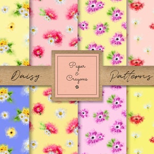 Daisy Digital Paper, Seamless Pattern, Floral Digital Paper Flower ...