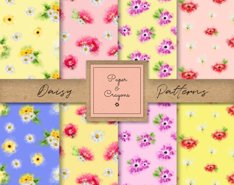 Daisy Digital Paper Seamless Pattern Floral Digital Paper | Etsy