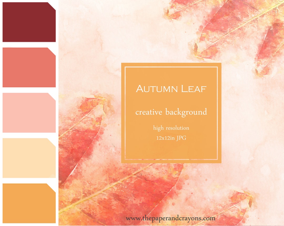 Autumn Leaf Background, Watercolor Texture, Digital Paper Clipart, Fall ...