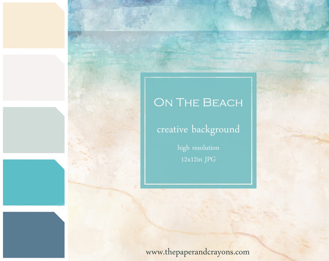 On the Beach Background, Watercolor Texture, Digital Paper Clipart, Sea ...
