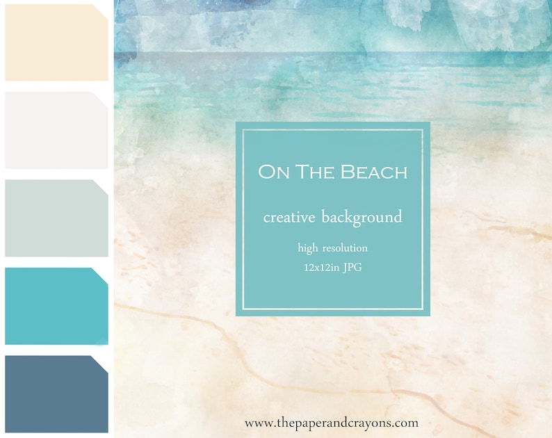 On the Beach Background, Watercolor Texture, Digital Paper Clipart, Sea ...