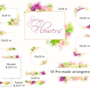Spring Flowers Frames Clipart Set, Watercolor Floral Clip Art,purple ...