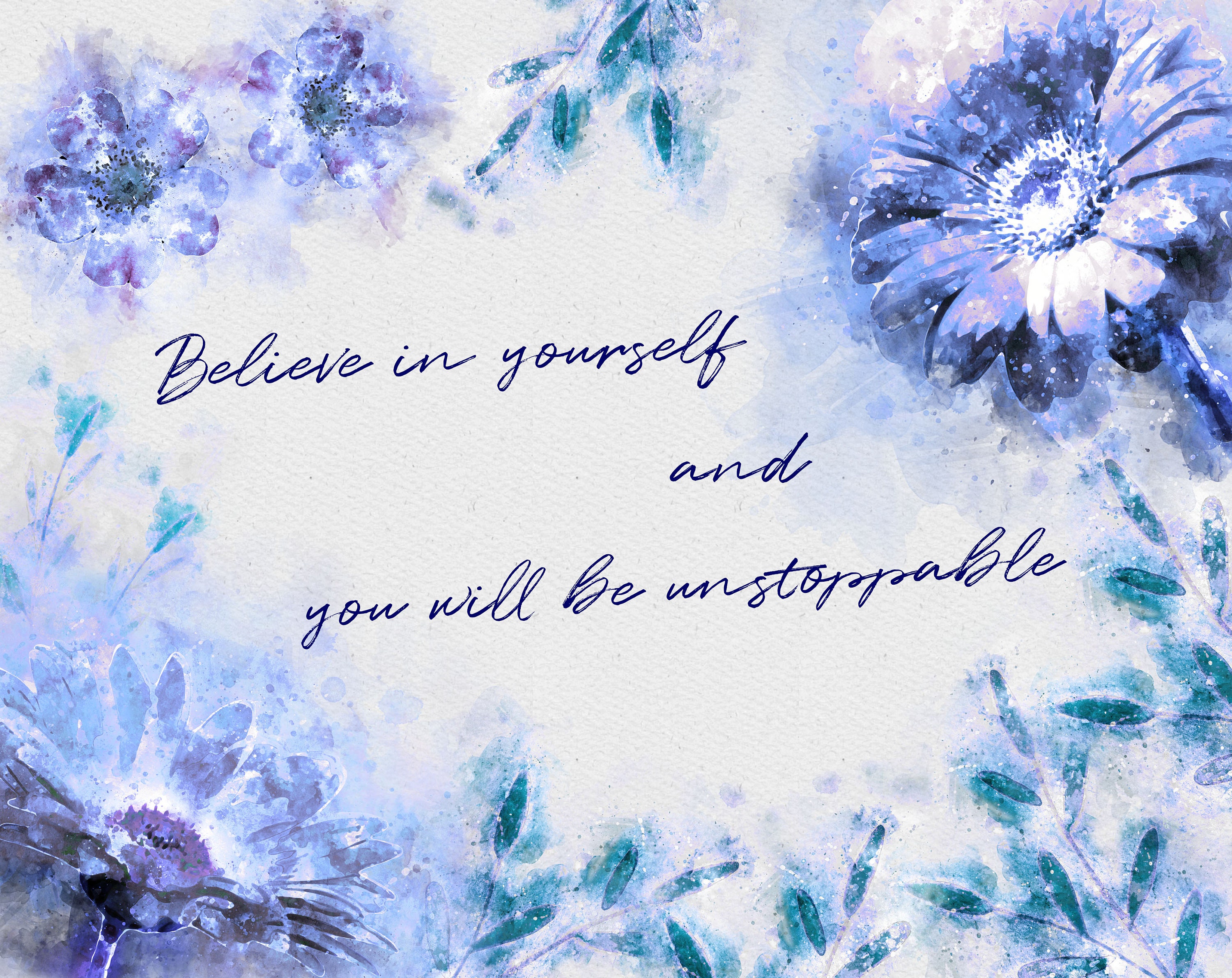 Frozen Floral Clipart Indigo Watercolor Clipart Flower Clip - Etsy