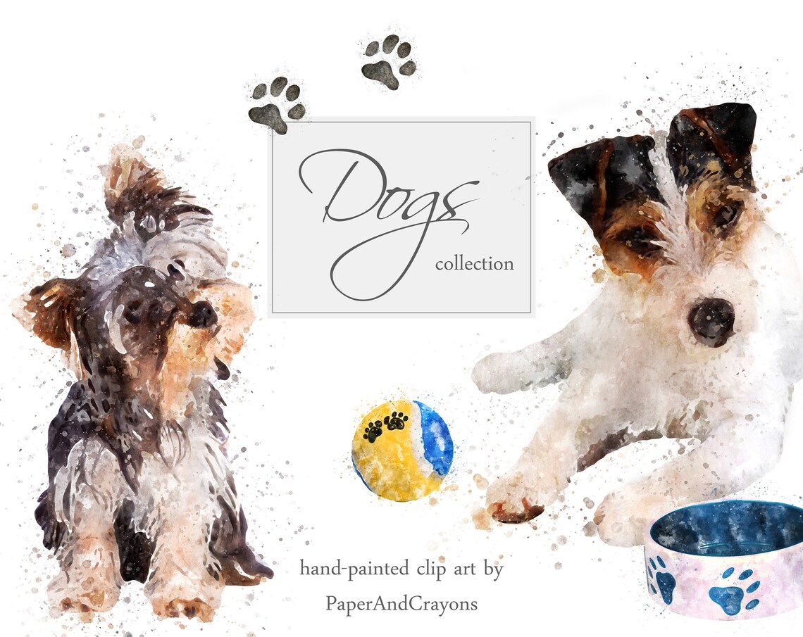 Watercolor Dogs Dog Clipart Puppy Clip Art Animal Graphics - Etsy