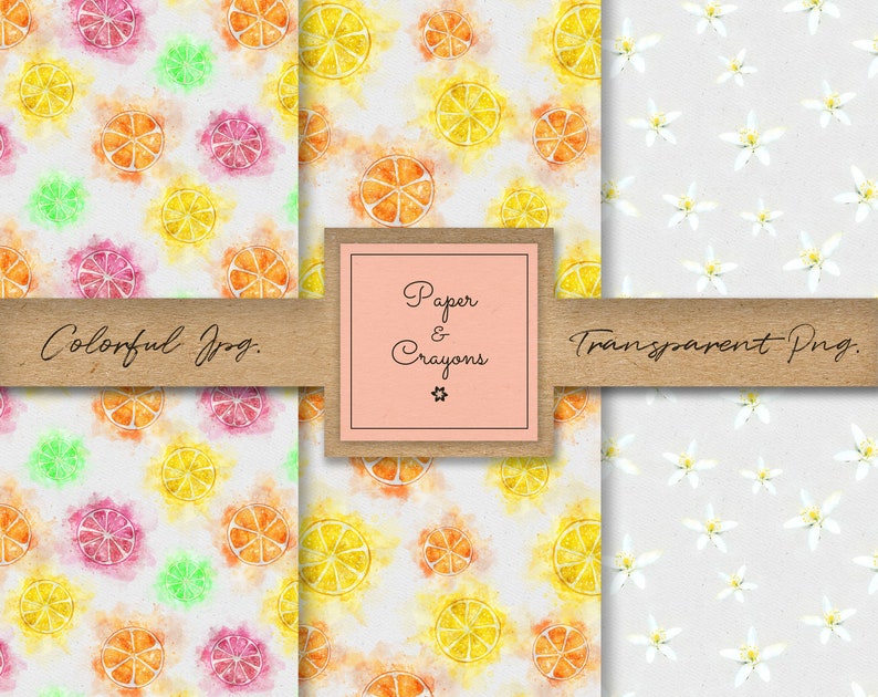 Citrus Digital Paper Seamless Pattern Floral Digital Paper | Etsy