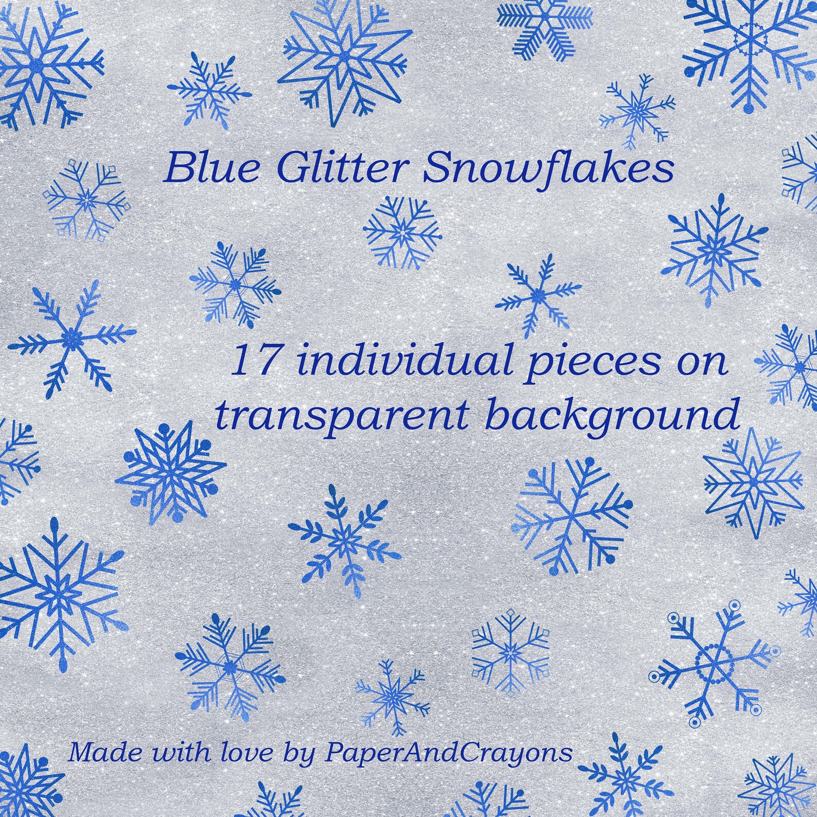 Blue Glitter Snowflakes Clipart Winter Clipart Nature - Etsy