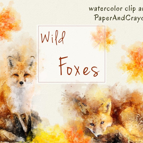 Watercolor Fox Clipart Beautiful Animal Clip Art Cute - Etsy