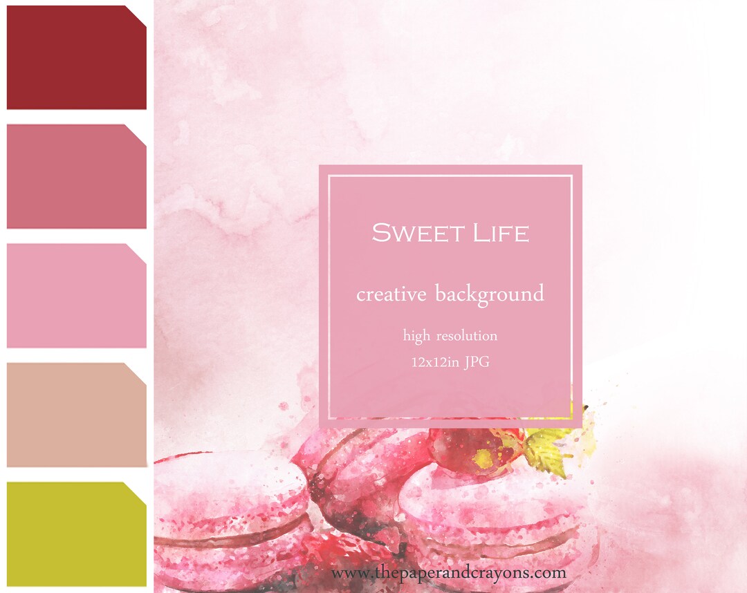 Sweet Life Background, Watercolor Texture, Digital Paper Clipart, Pink ...