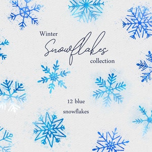 Snowflake Clipart Collection, Hand Painted Winter Watercolor Clip Art ...