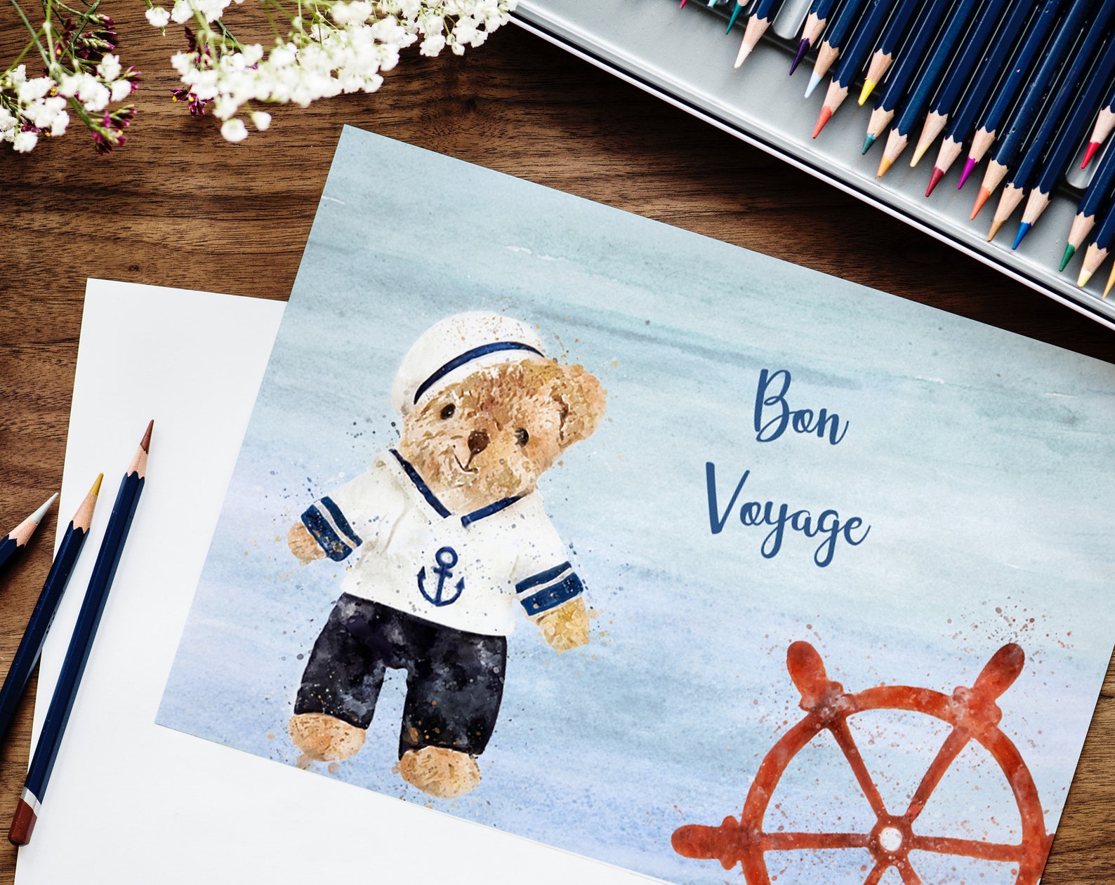 Nautical Teddy Bear Clipart, Sea Watercolor Clip Art, Teddy Graphic ...