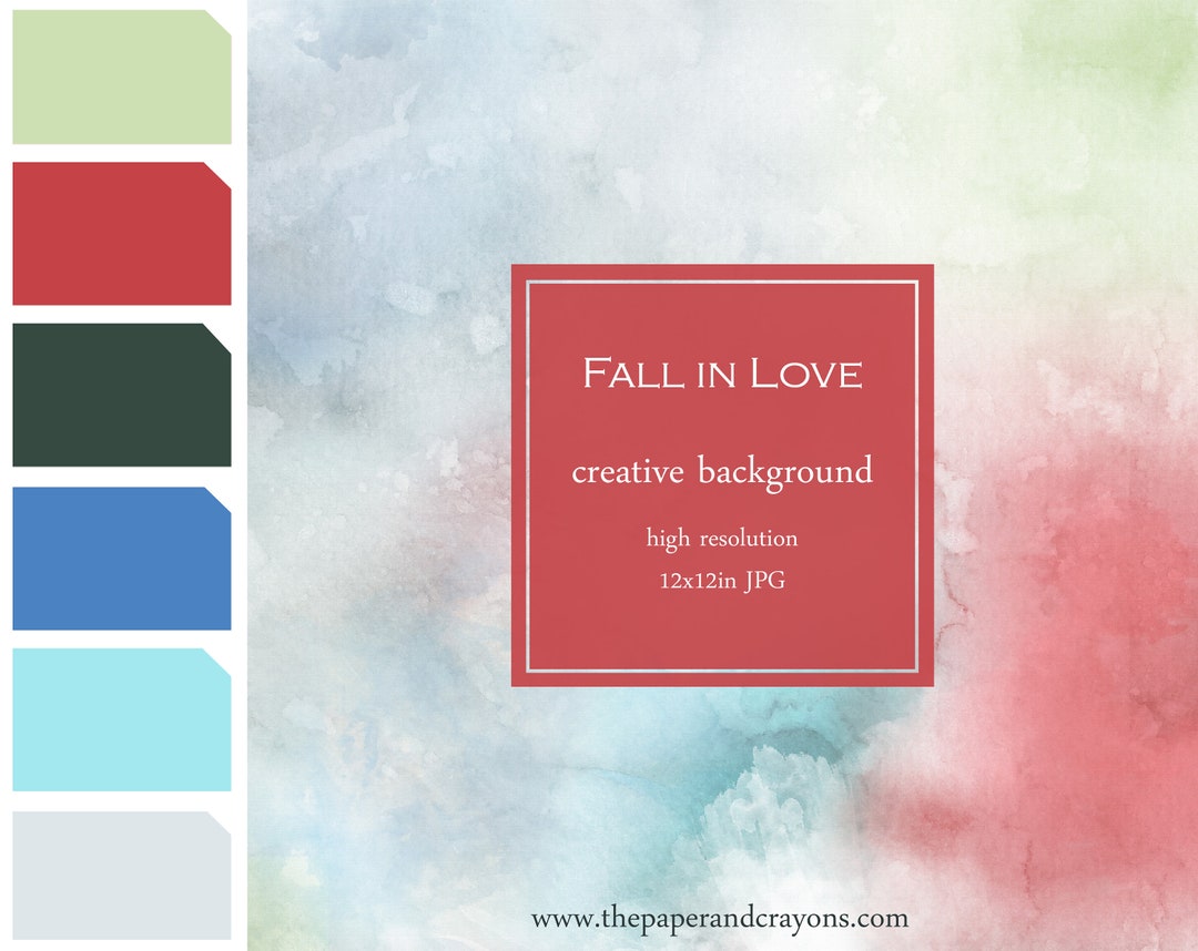 Fall in Love Background, Watercolor Texture, Digital Paper Clipart ...