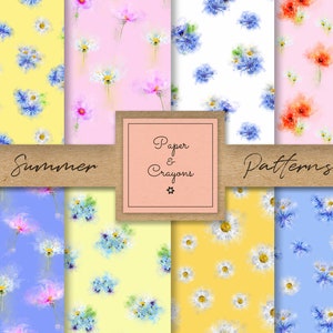 Summer Digital Paper, Flower Scrapbook Paper, Seamless Pattern, Floral ...