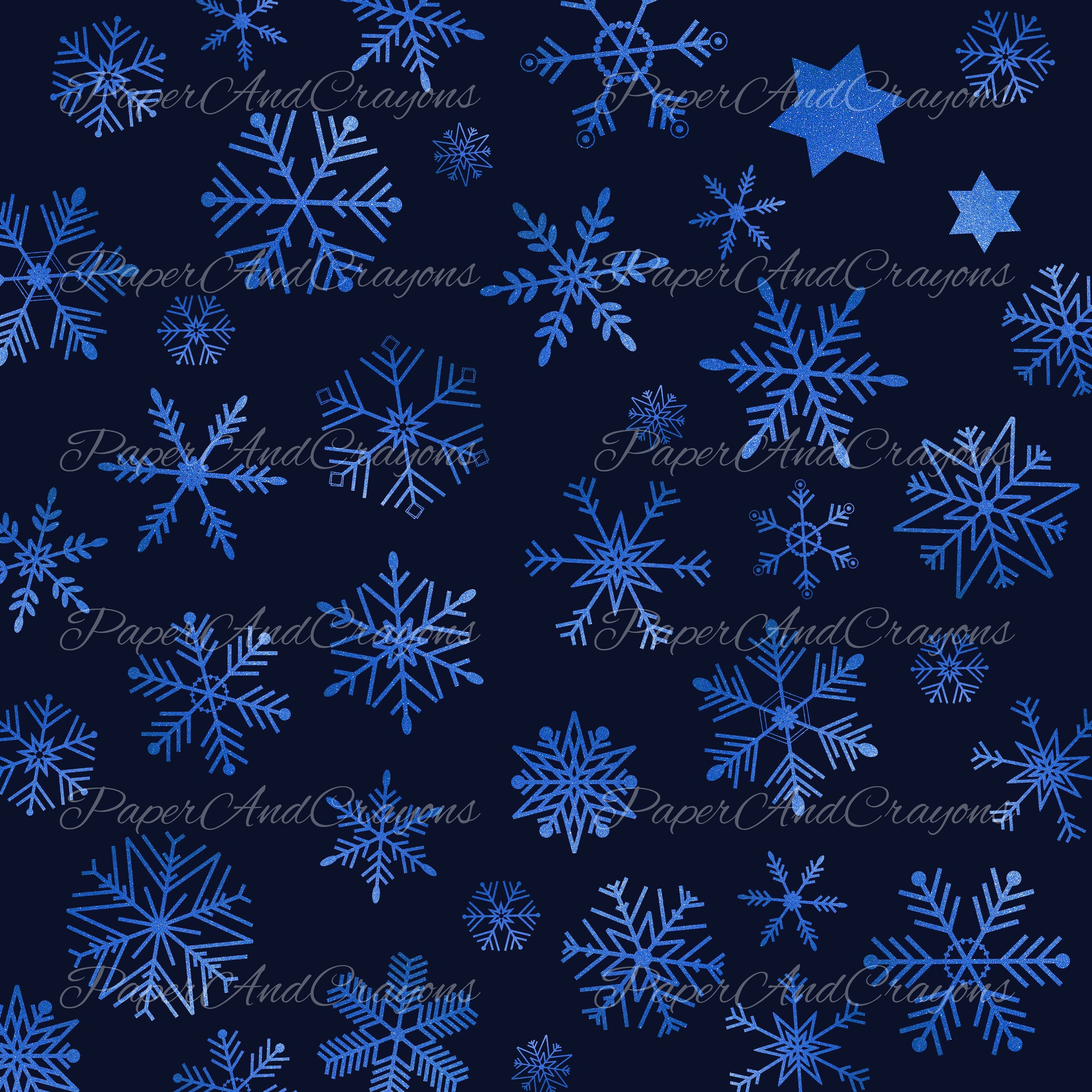 Blue Glitter Snowflakes Clipart Winter Clipart Nature - Etsy