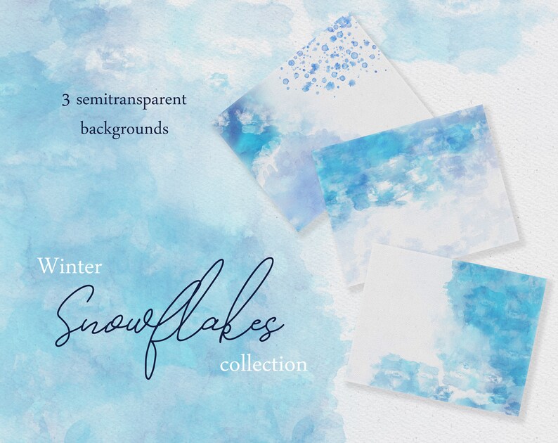 Snowflake Clipart Collection Hand Painted Winter Watercolor - Etsy