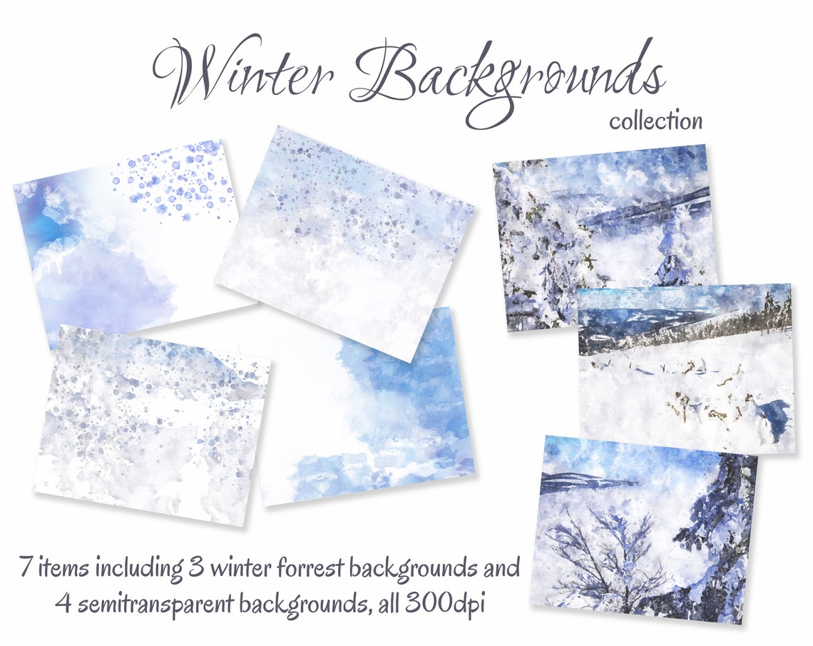 Winter Watercolor Digital Paper Landscape Clipart Watercolor - Etsy