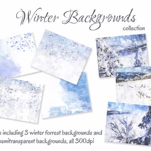 Winter Watercolor Digital Paper, Landscape Clipart, Watercolor ...