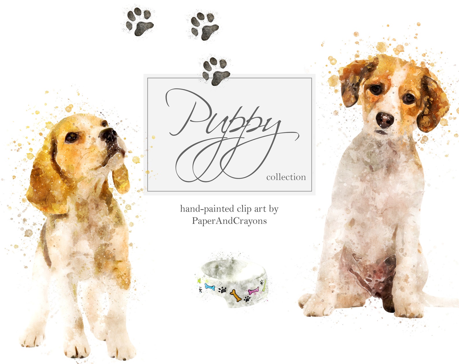 Cute Watercolor Puppies Dog Clipart Puppy Clip Art Animal - Etsy