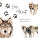 Grey Wolf Clipart, Animal Watercolor Clip Art, Wolves, Dogs, DIY ...