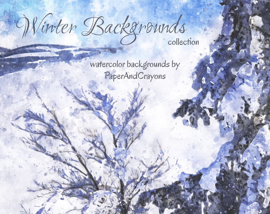 Winter Watercolor Digital Paper Landscape Clipart Watercolor - Etsy