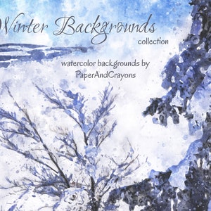 Winter Watercolor Digital Paper, Landscape Clipart, Watercolor ...