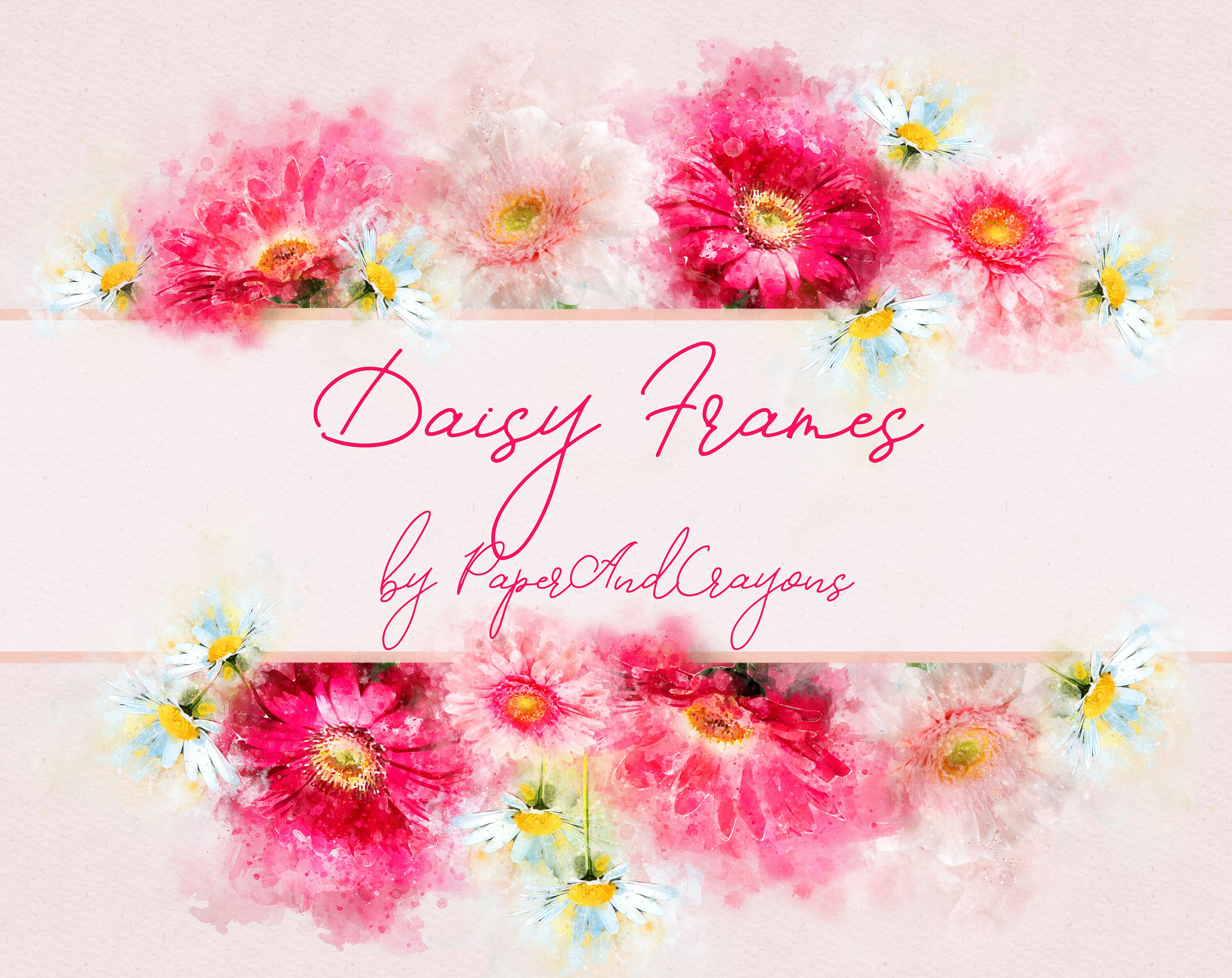 Watercolor Frames Floral Clipart, Daisy Flower Borders, Digital Photo ...