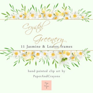Watercolor Greenery Geometric Clipart, Floral Frames Clip Art, Crystal ...