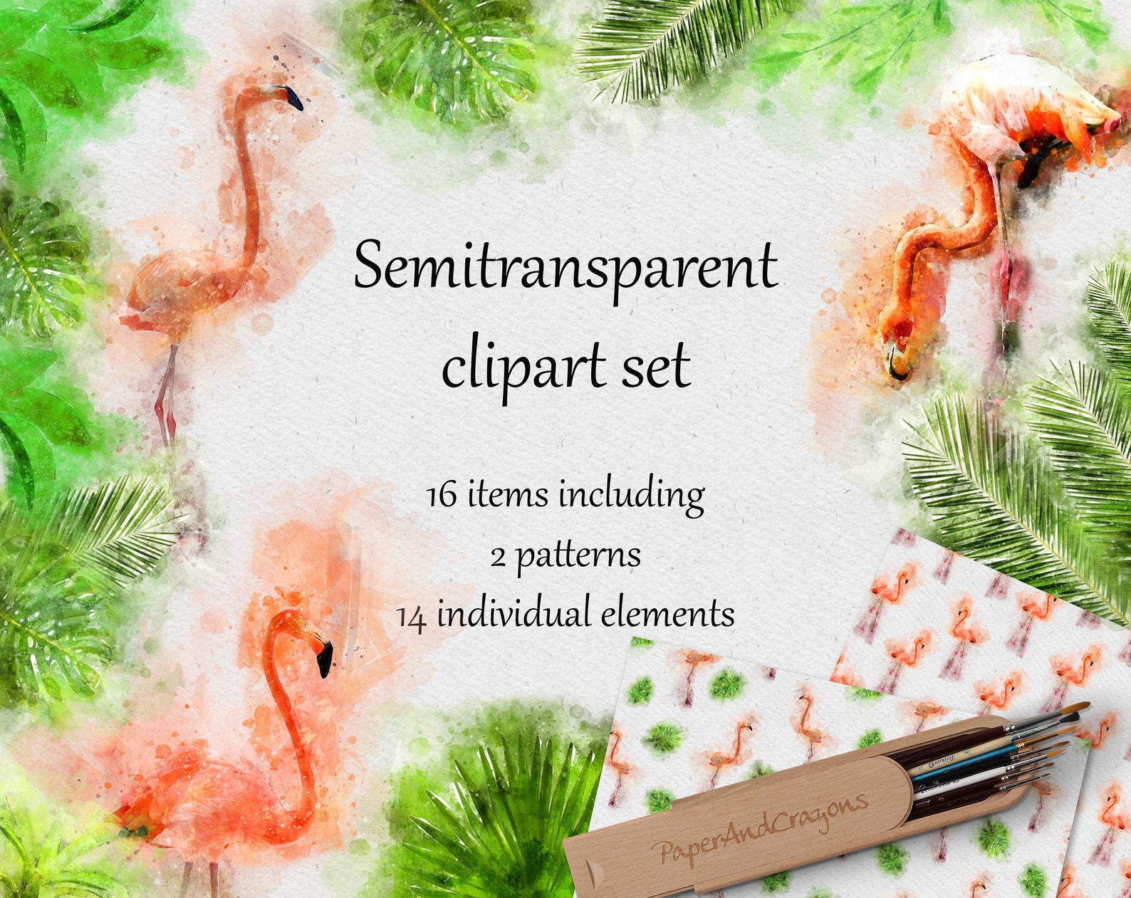 Pink Flamingo Watercolor Clipart Tropical Clip Art Spray - Etsy