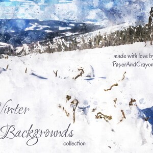 Winter Watercolor Digital Paper, Landscape Clipart, Watercolor ...