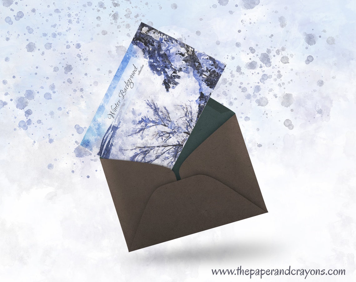 Winter Watercolor Digital Paper Landscape Clipart Watercolor - Etsy