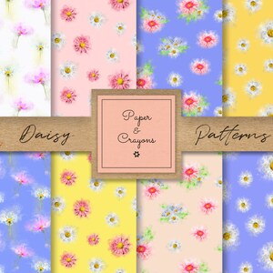 Daisy Digital Paper, Seamless Pattern, Floral Digital Paper Flower ...