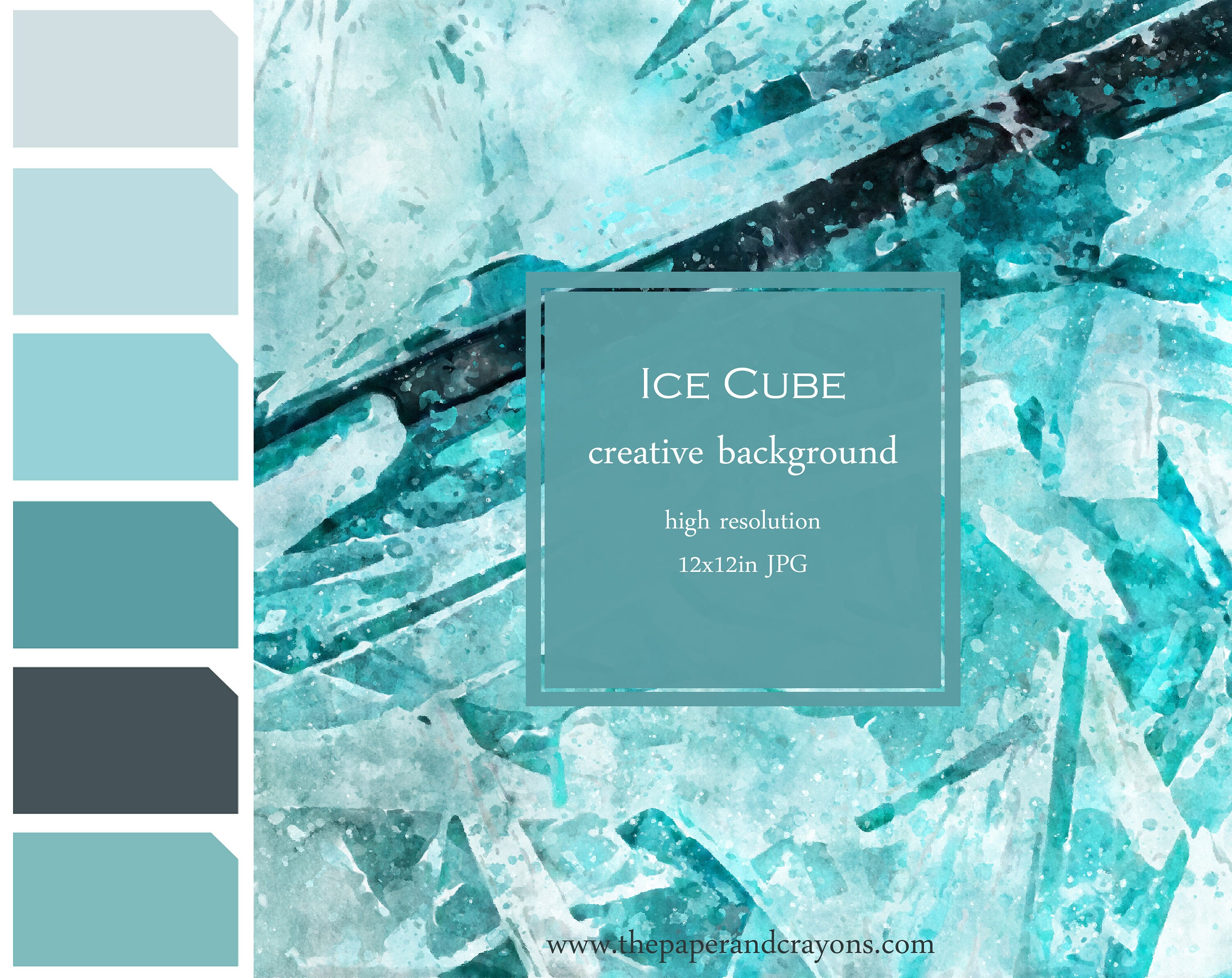 Ice Cube Background, Watercolor Texture, Digital Paper Clipart, Blue ...