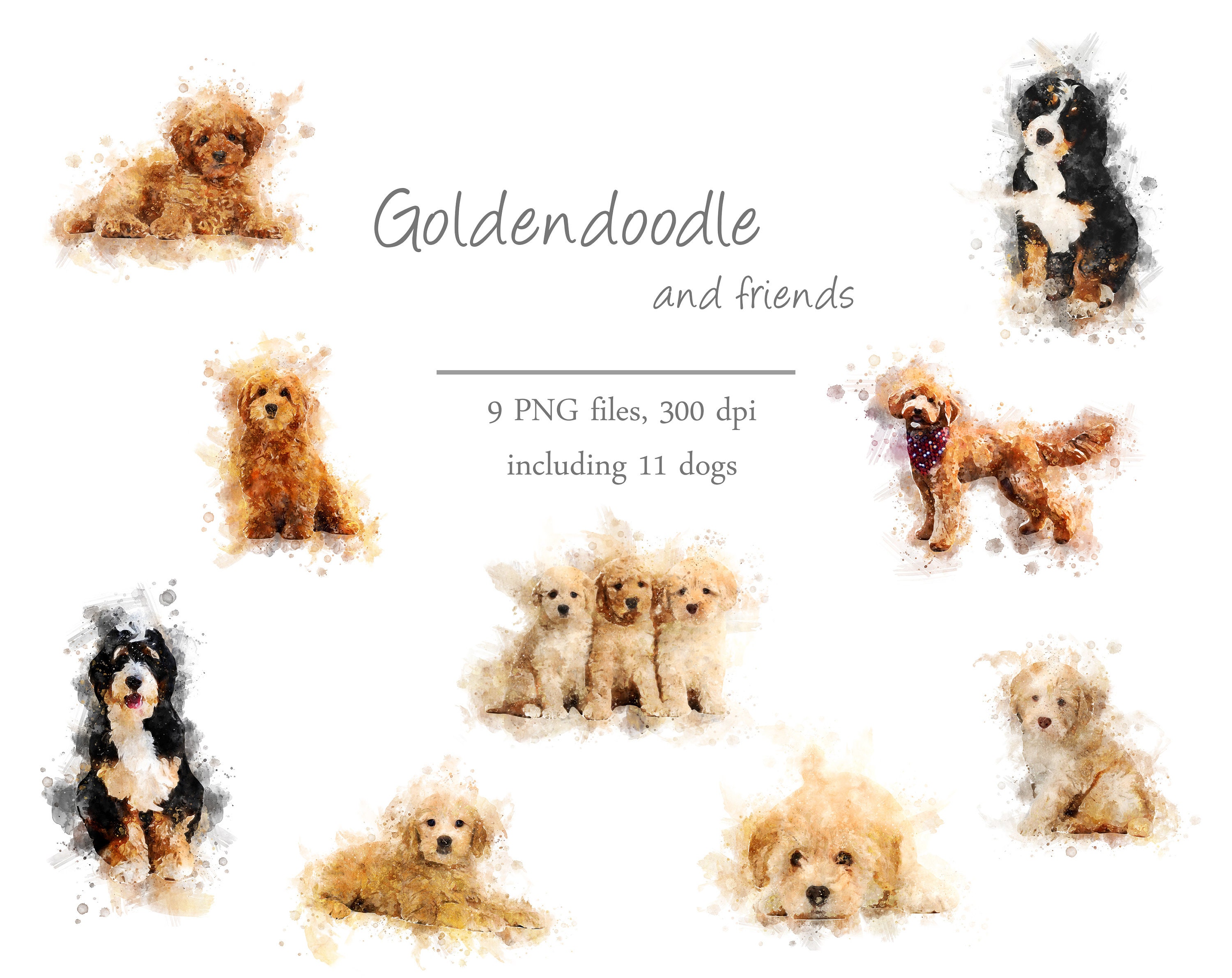 Watercolor Dogs Dog Clipart Goldendoodle Puppy Clip Art - Etsy Canada