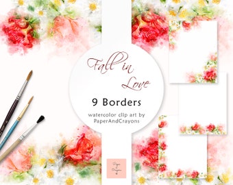 Watercolor Frames Floral Clipart Daisy Flower Borders | Etsy