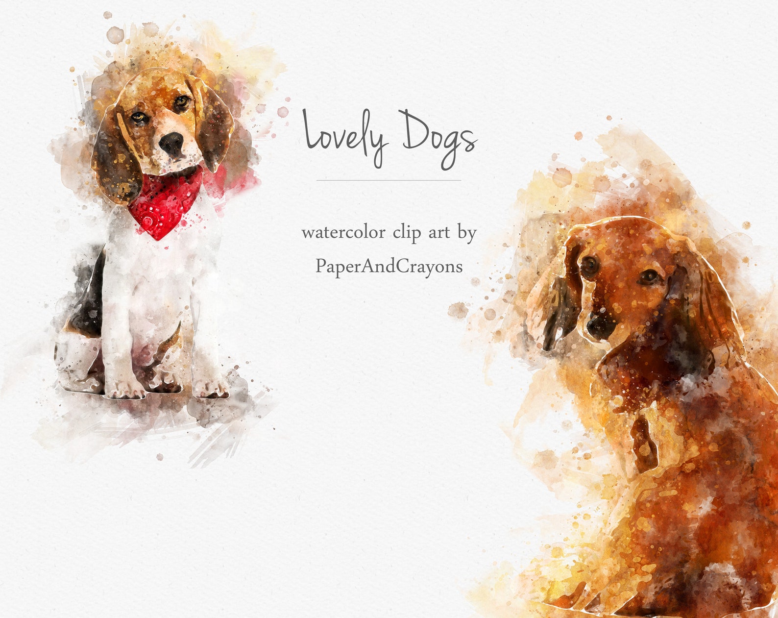 Watercolor Dogs Dog Clipart Puppy Clip Art Animal Graphics | Etsy