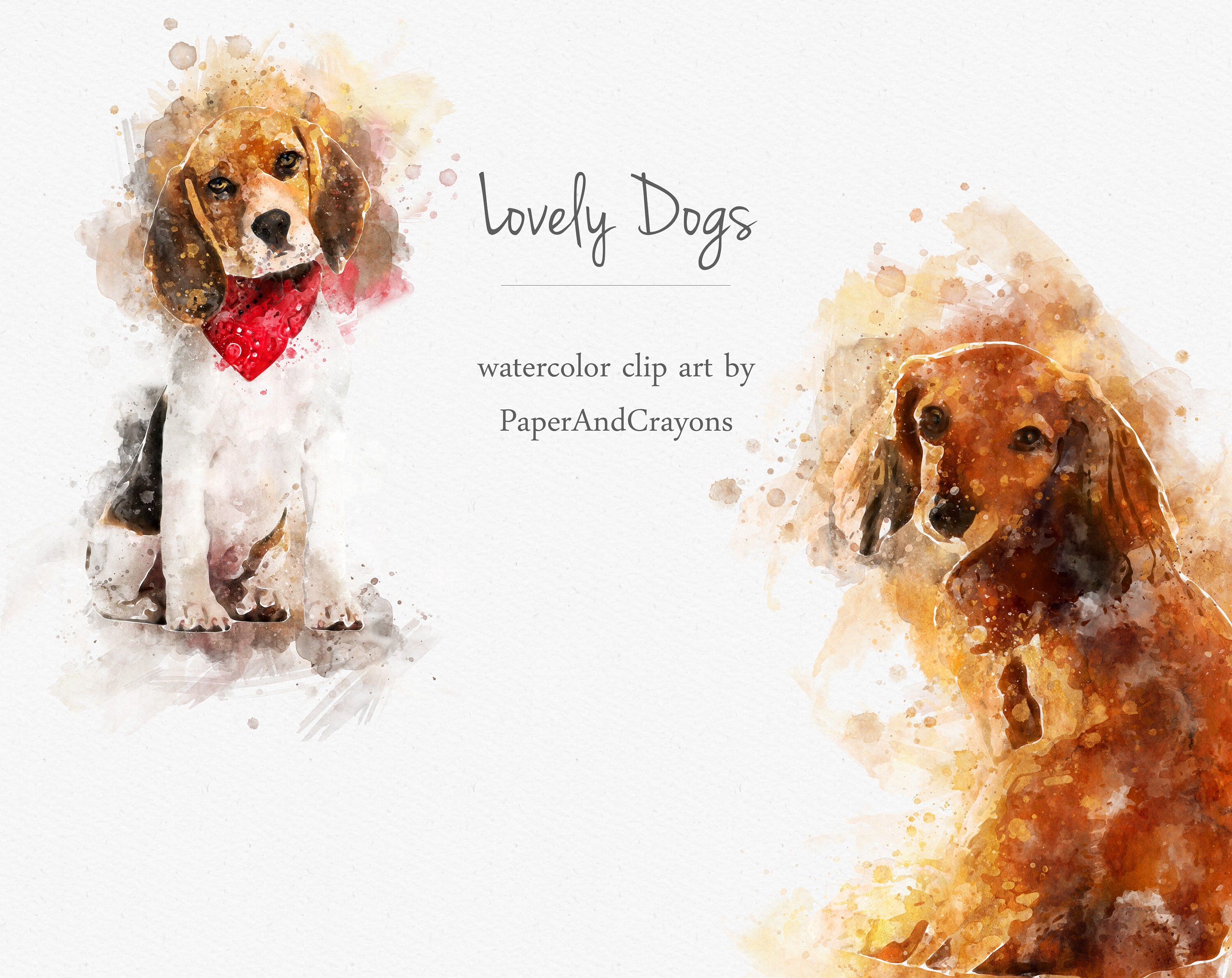 Watercolor Dogs Dog Clipart Puppy Clip Art Animal Graphics - Etsy