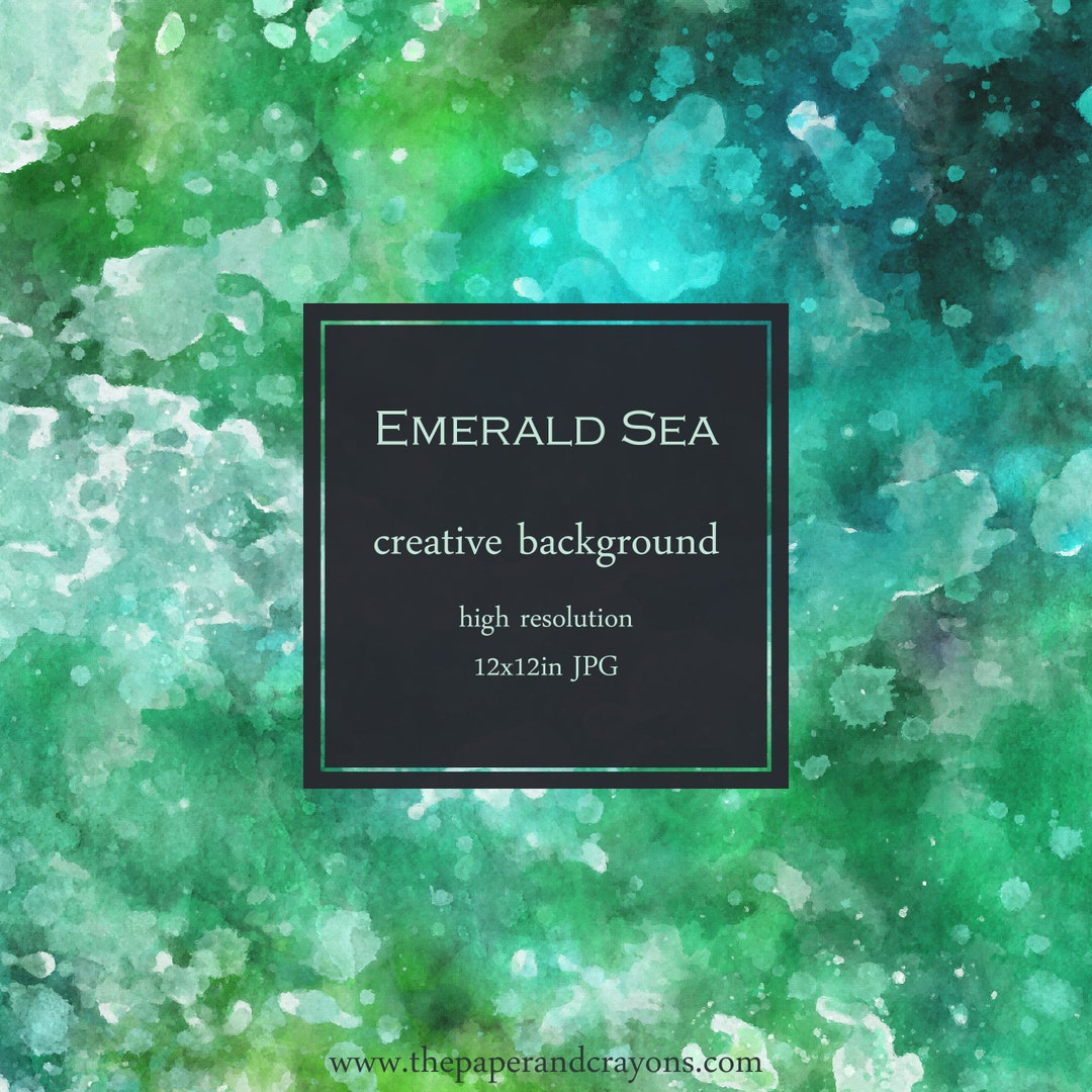 Emerald Sea Background, Watercolor Texture, Digital Paper Clipart ...