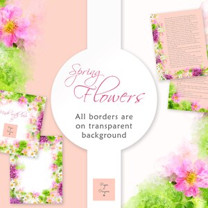 Spring Flowers Watercolor Frames Set, Floral Borders,purple,violet,pink ...