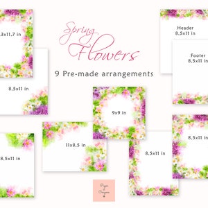 Spring Flowers Watercolor Frames Set, Floral Borders,purple,violet,pink ...