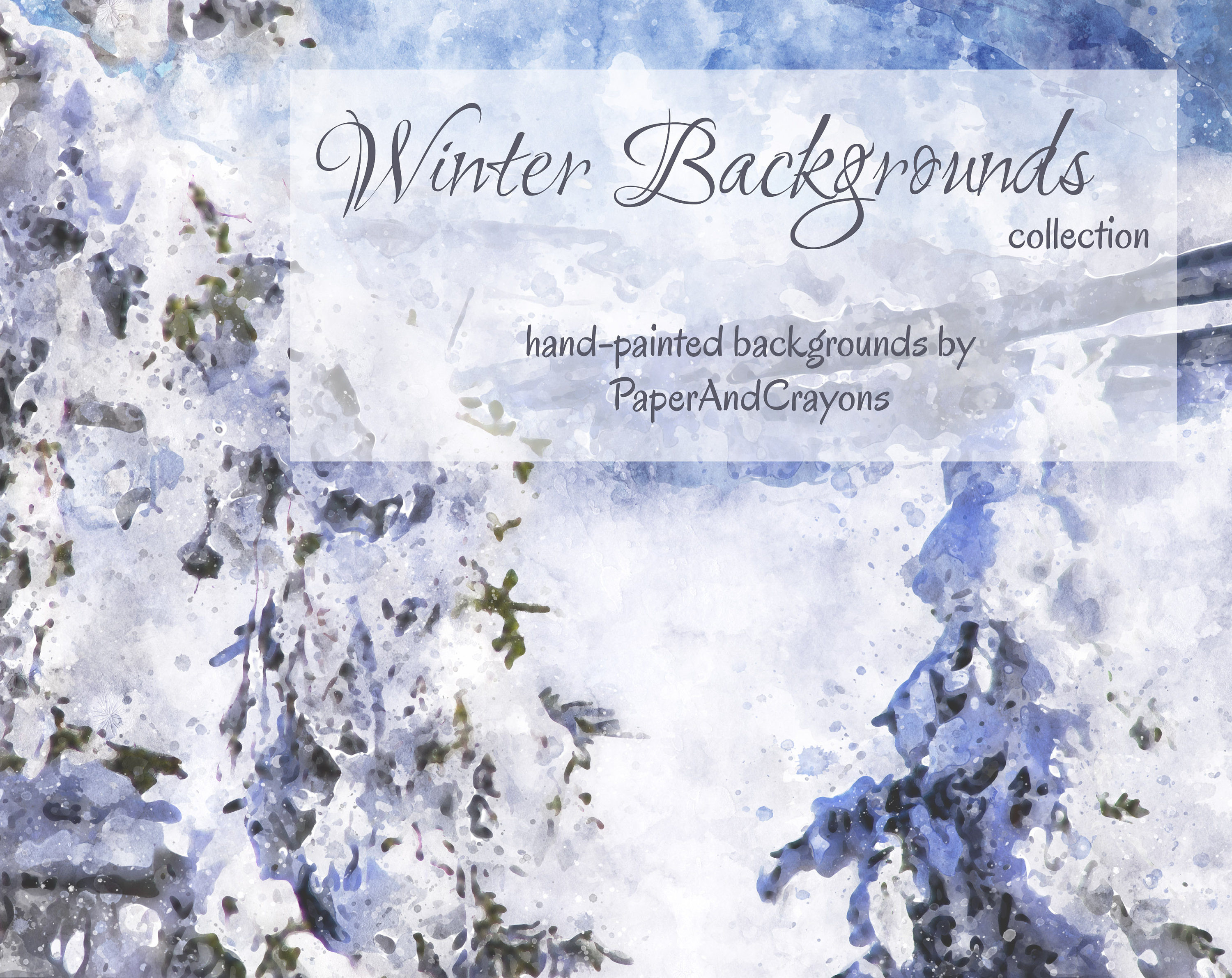 Winter Watercolor Digital Paper Landscape Clipart Watercolor | Etsy