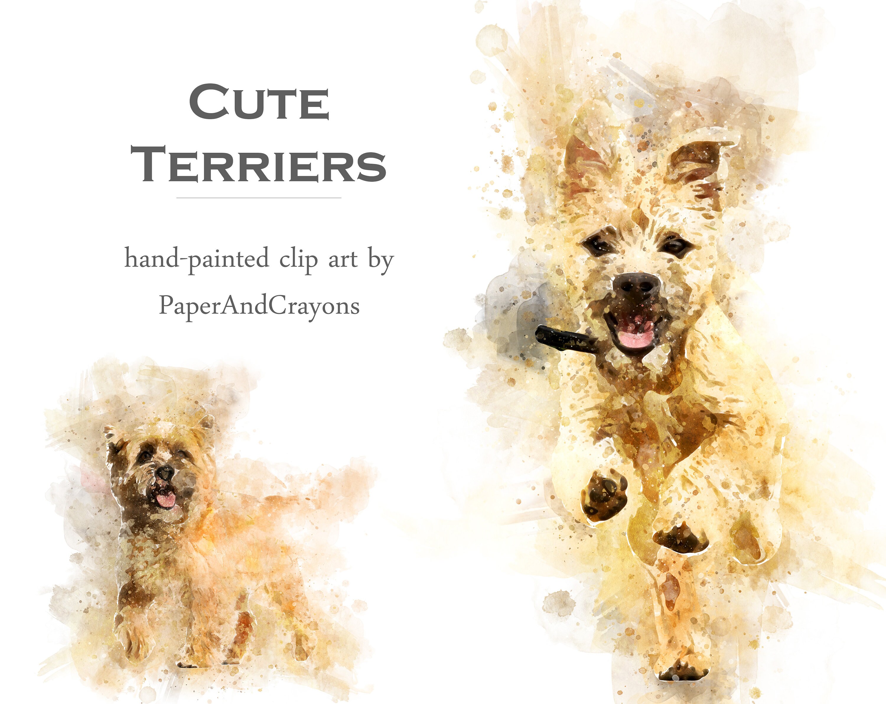 Dog Clipart Cute Terrier Watercolor Clip Art Puppy DIY - Etsy