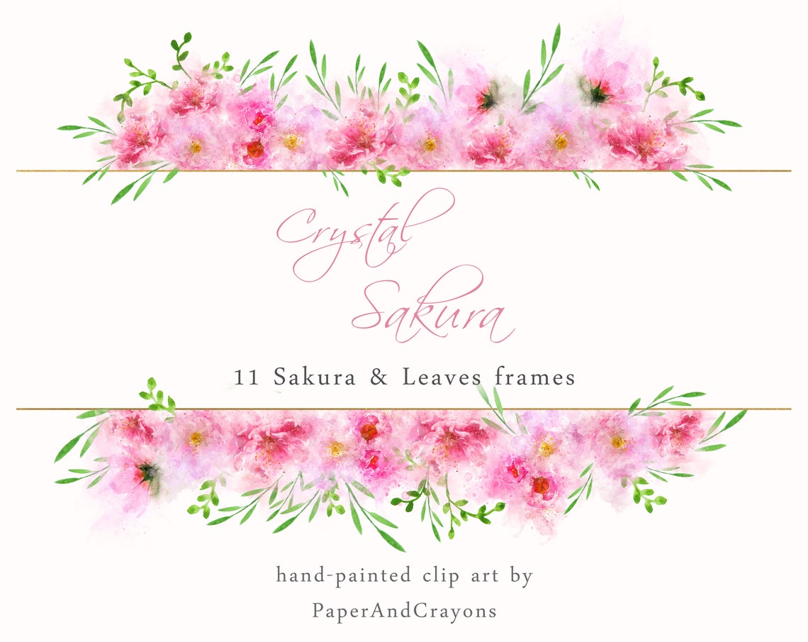 Watercolor Sakura Geometric Clipart Floral Frames Clip Art - Etsy