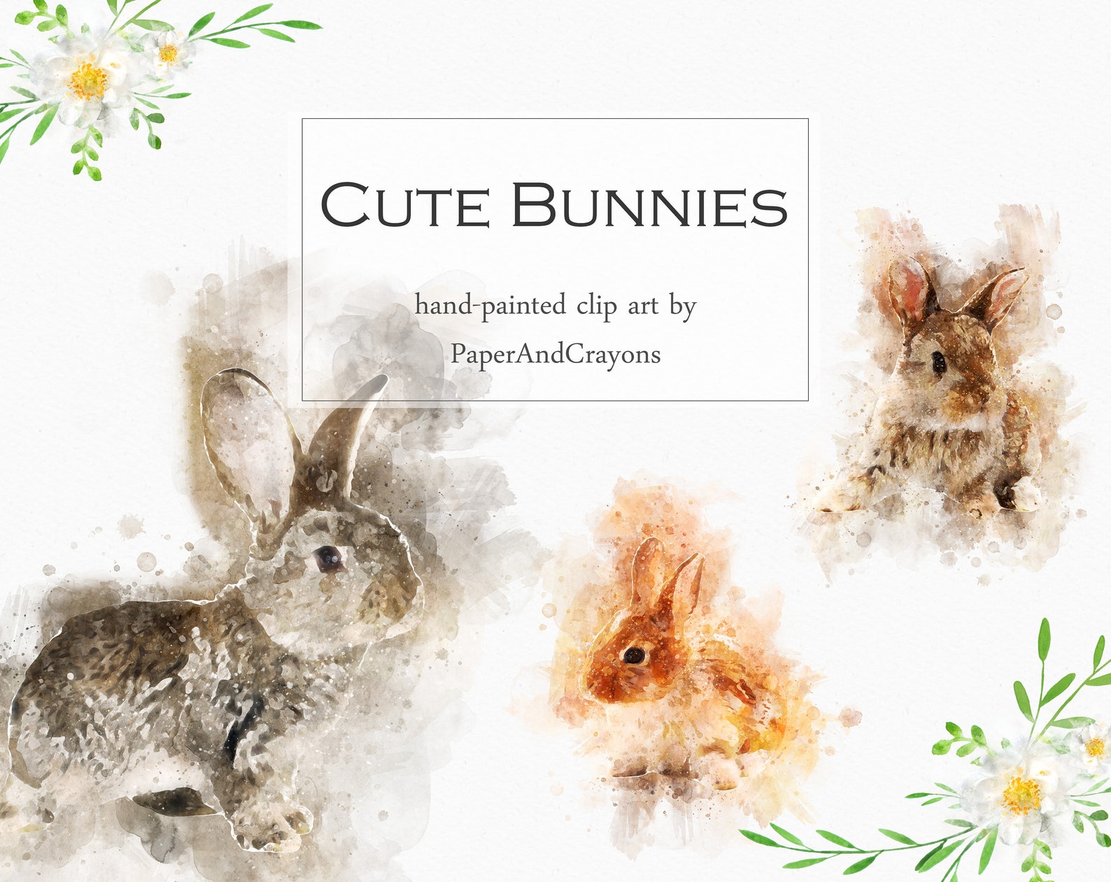 Rabbit Clipart Easter Bunny Cute Bunnies Watercolor Clip - Etsy