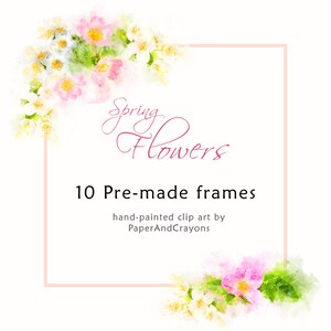 Spring Flowers Frames Clipart Set, Watercolor Floral Clip Art,purple ...