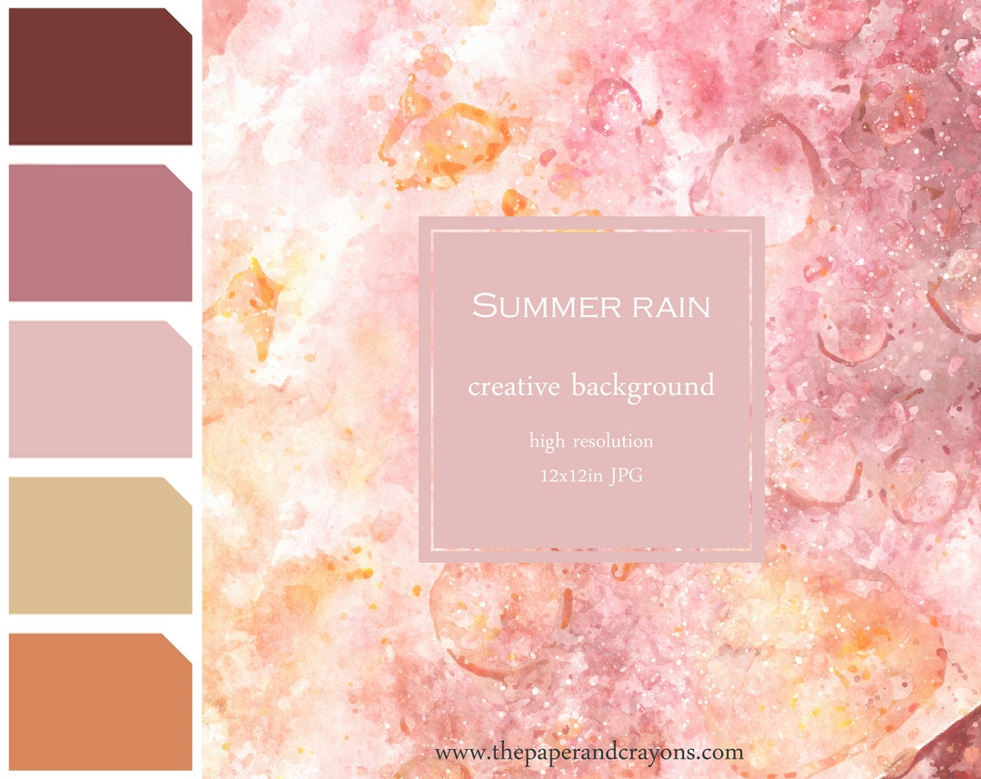 Summer Rain Background, Watercolor Texture, Digital Paper Clipart ...