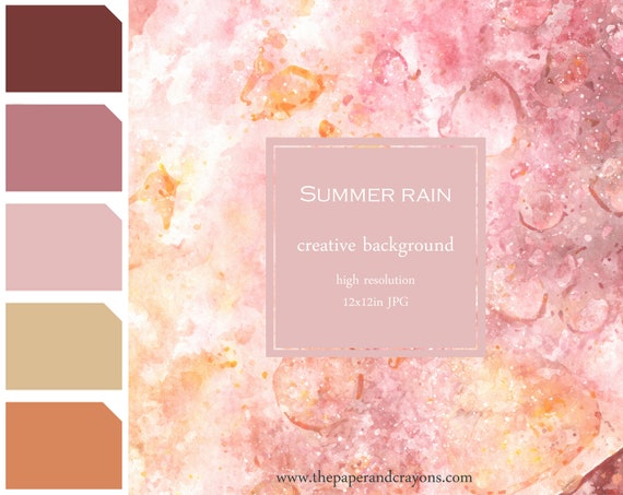 Summer Rain Background Watercolor Texture Digital Paper | Etsy