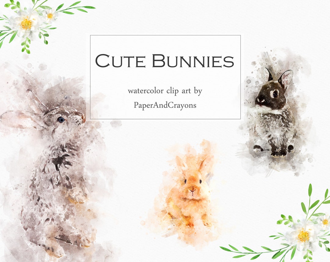 Rabbit Clipart, Easter Bunny, Cute Bunnies Watercolor Clip Art, Hare ...