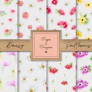 Daisy Digital Paper, Seamless Pattern, Floral Digital Paper Flower ...